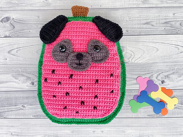 Ravelry: Watermelon Pug Squish Kawaii Cuddler® pattern by Donna Beavers