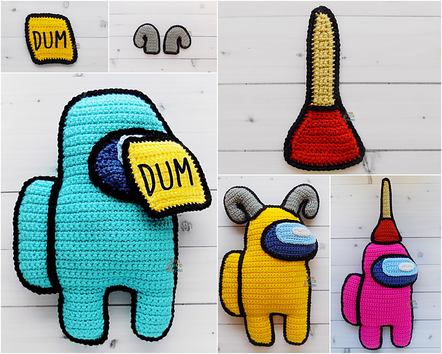 Ravelry: Among Us Post It Ram Horns Plunger Hat pattern by Donna Beavers