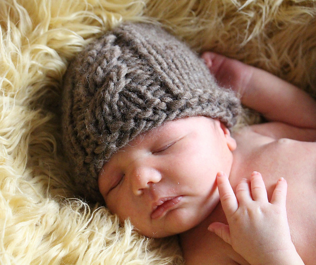 Ravelry: Cable Front Chunky Newborn Baby Beanie Hat pattern by Angie ...