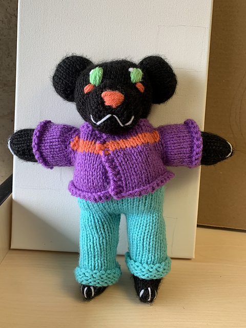 Ravelry: Knitted panther doll and clothes pattern by Oliver Barkley