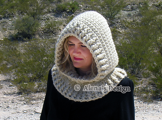 Ravelry: Hooded Cowl with Flower pattern by Alena Byers