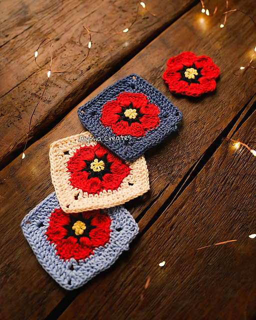 Ravelry: Small Poppy Granny Square pattern by Alyssia Stacey-Orchard