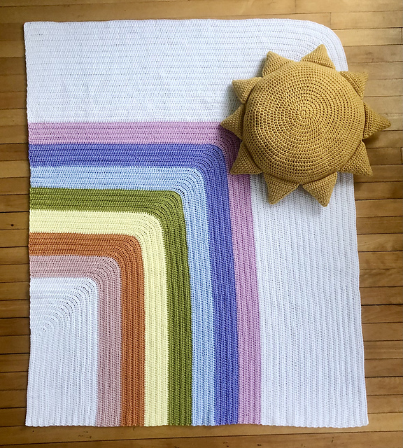 Ravelry: Rainbow Blanket and Sun Pillow pattern by Amy Gaines
