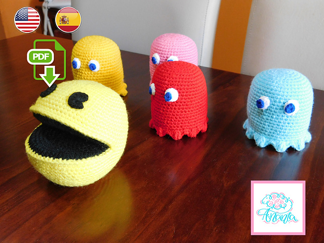 Ravelry: Amigurumi Sr y Sra Pac-Man + Fantasmas pattern by Ananta Patterns