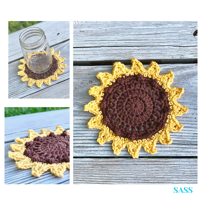 Ravelry: SASSy Sunflower Coaster pattern by Angie Dooley