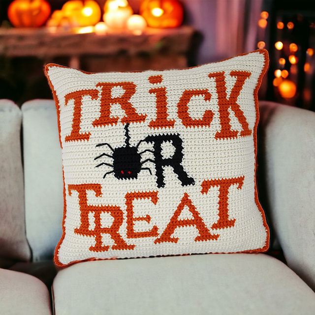 Ravelry: Trick Or Treat Halloween Pillow pattern by Anna Burton Designs