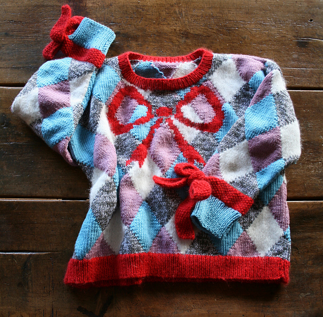Ravelry: Harlequin Bow Sweater pattern by Anna Wilkinson
