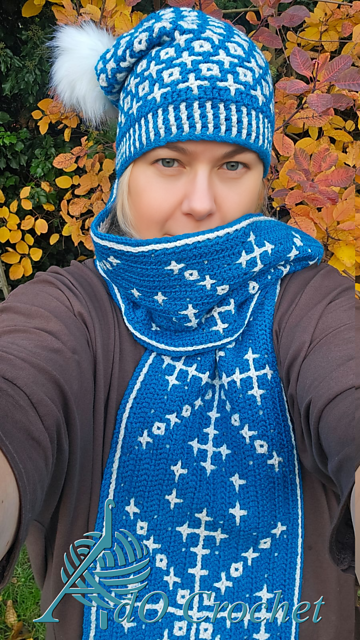 Ravelry: Snowflake Scarf and Beanie pattern by Anneke den Outer