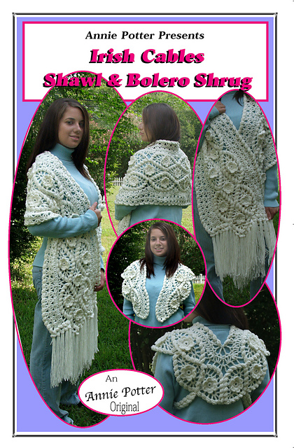 Ravelry: Irish Cables Shawl & Bolero Shrug pattern by Annie Potter Presents