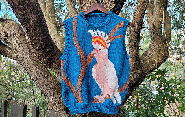 Ravelry: Cockatoo round neck vest pattern by Annie Reilly