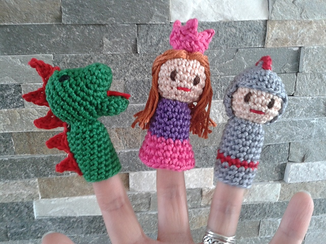 Ravelry: Princess, Knight, Dragon, Horse Finger puppets pattern by Arja Lam