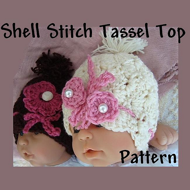 Ravelry: Shell Stitch Tassel Top Baby Hat pattern by Ashton E Leven