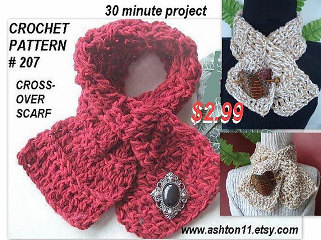 Ravelry: #207, CROSS OVER SCARF pattern by Ashton E Leven