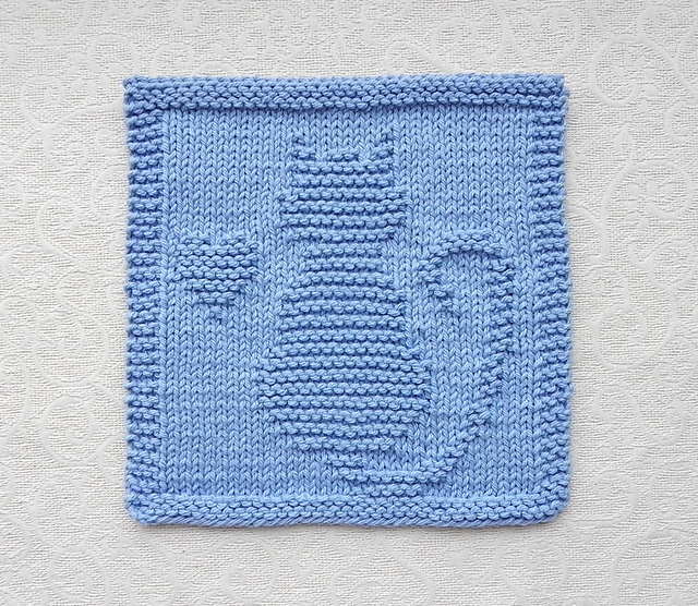 Ravelry: Cat & Heart Knit Dishcloth pattern by Aunt Susan
