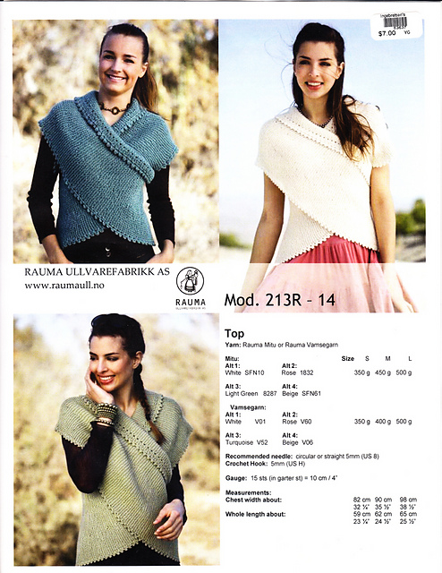 Ravelry: 213R-14 Vest pattern by Rauma Designs