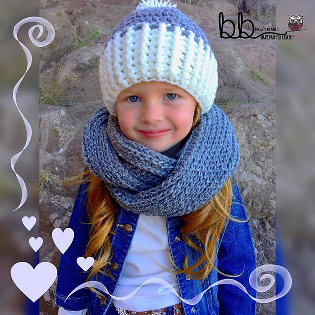 Ravelry: Infinity Scarf & Beanie Set pattern by Rebecca Romero