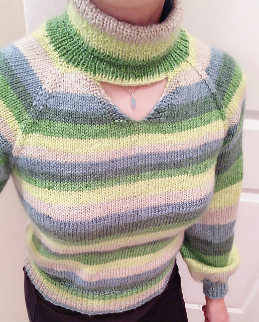 Ravelry: #2 Round Neck Raglan Sweater with an open window pattern by ...