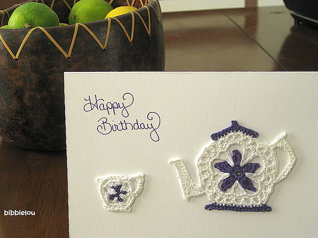 Ravelry: Tea Pot and Cup Applique pattern by SarahSweethearts