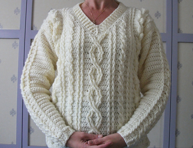 Ravelry: Birdlebee's Crochet Cable aran sweater