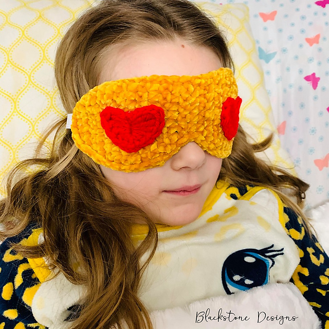 Ravelry: Heart Eyes Emoji Sleep Mask pattern by Sonya Blackstone