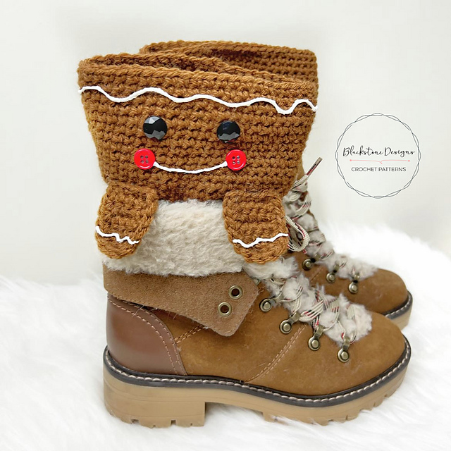 Ravelry: Peeping Gingerbread Boot Cuffs pattern by Sonya Blackstone