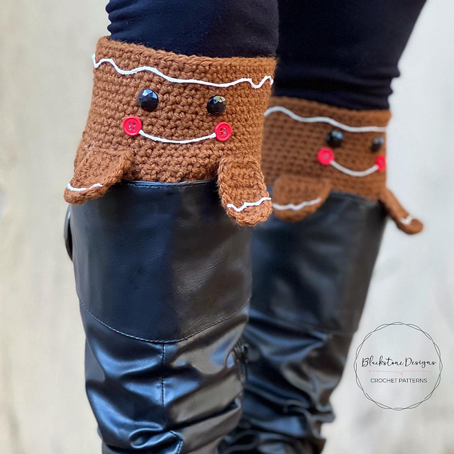 Ravelry: Peeping Gingerbread Boot Cuffs pattern by Sonya Blackstone