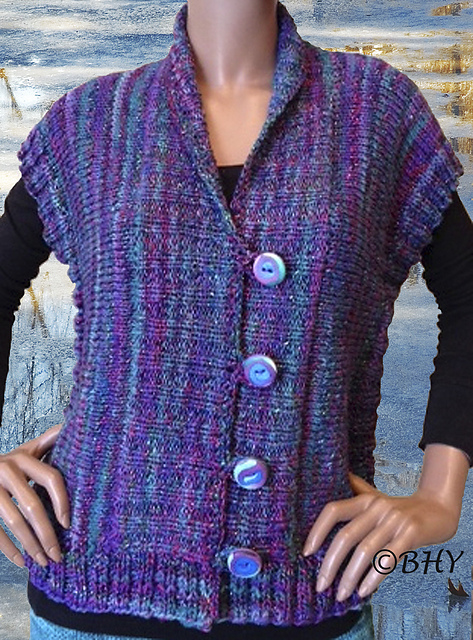 Ravelry: Shawl Collared Vest pattern by Blue Heron Yarns