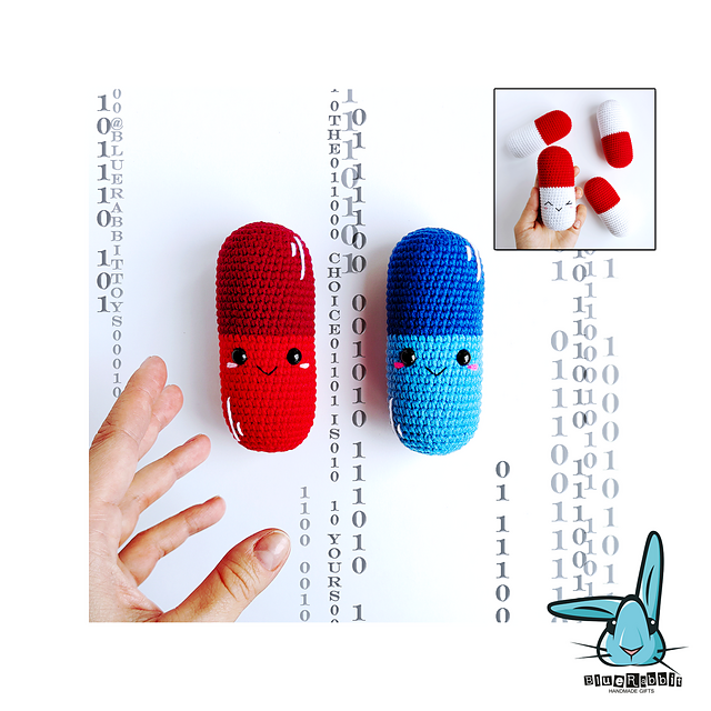 Ravelry: Red pill, blue pill pattern by BlueRabbitToys