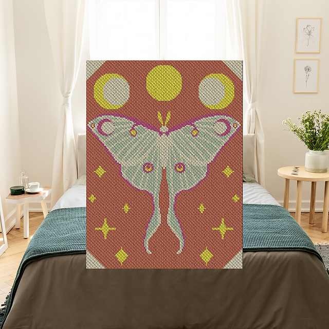 Ravelry: Luna Moth Afghan C2C Graphghan pattern by Blue Frog Creek