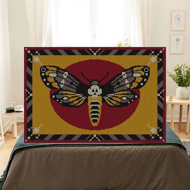 Ravelry: Into the Moth of Darkness C2C Graphghan pattern by Blue Frog Creek