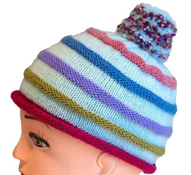 Ravelry: Multi coloured striped hat pattern by Linda Moorhouse