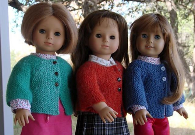 Ravelry: Sideways Knit Doll Cardigan pattern by Beas FrogPond