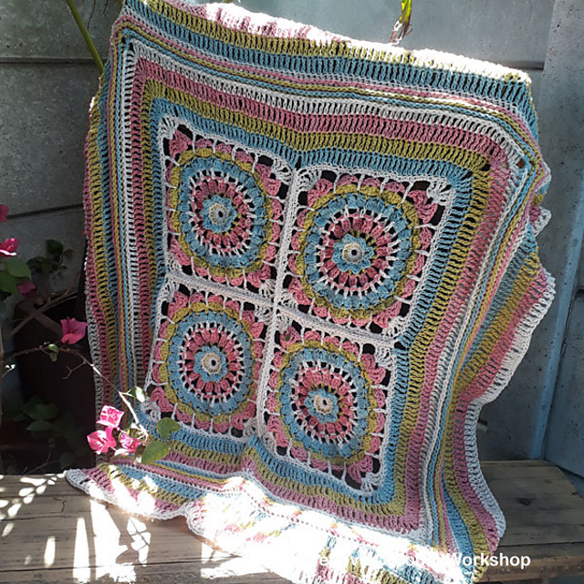 Ravelry: Flower Wheel Window Throw pattern by Joanita Theron