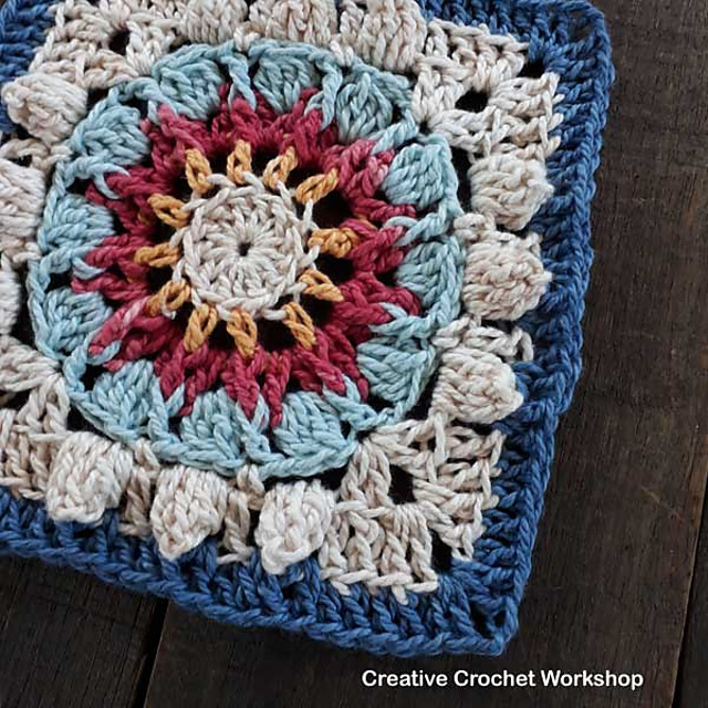 Ravelry: Aqua Sun Wheel Square pattern by Joanita Theron