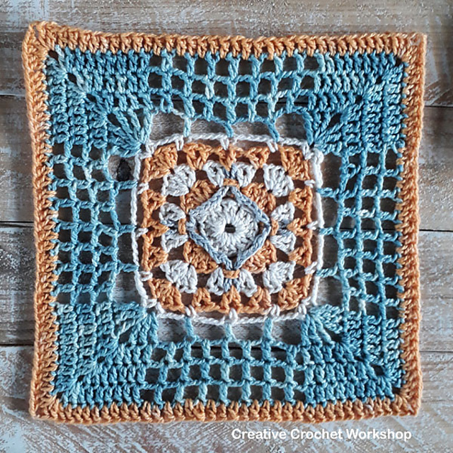 Ravelry: Framed Filet 4 Point Cross Square pattern by Joanita Theron
