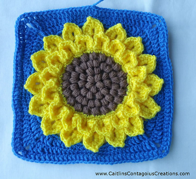 Ravelry: Crocodile Stitch Sunflower Square pattern by Caitlin's ...
