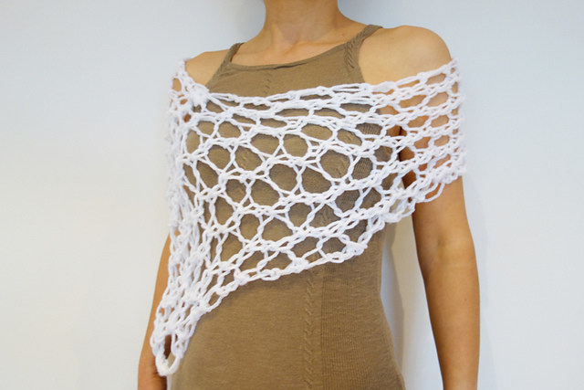 Ravelry: White Web Asymmetrical Wrap pattern by Camelia Mit