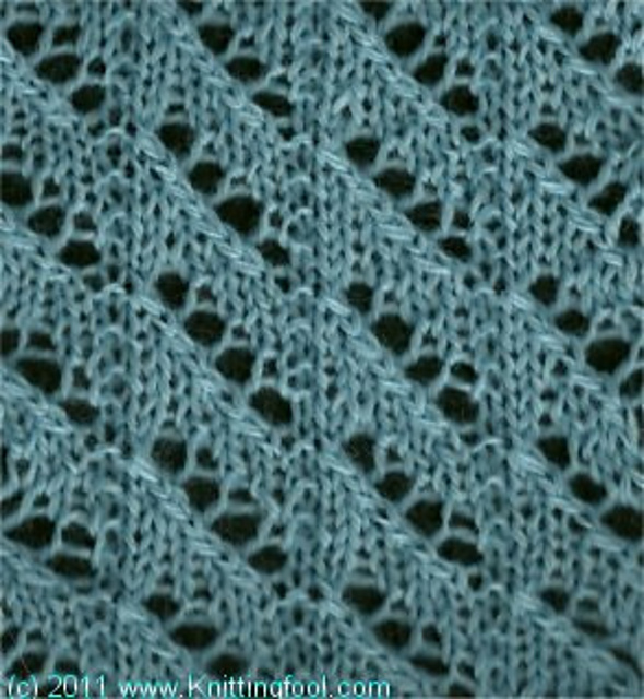 Ravelry: Diagonal Eyelet 2 Stitch Pattern pattern by Knitting Fool