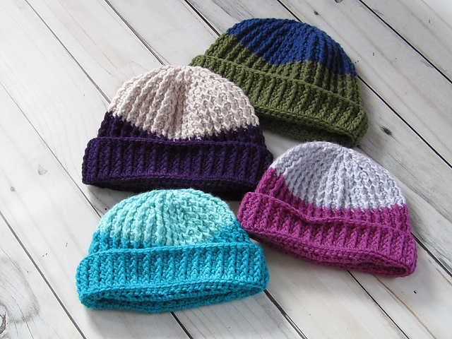 Ravelry: Textured Color Block Beanie pattern by Canoe Mtn Designs