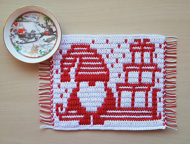 Ravelry: Mosaic Christmas Gnome on Sled pattern by Carol A Scott