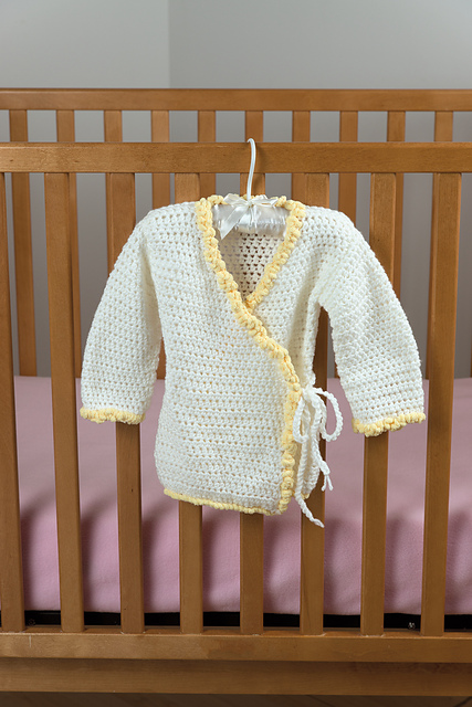 Ravelry: Pom-Trimmed Baby Kimono pattern by Renee Rodgers