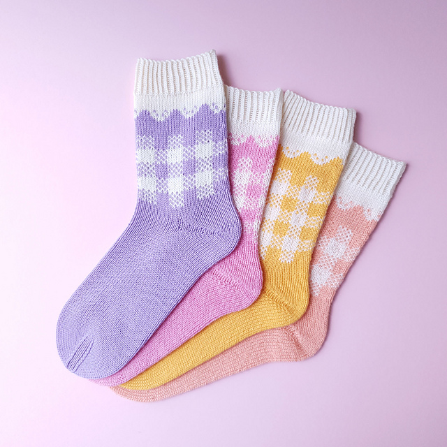 Ravelry: Ice Cream Gingham Socks pattern by Cat Krause