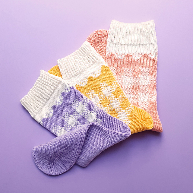 Ravelry: Ice Cream Gingham Socks pattern by Cat Krause