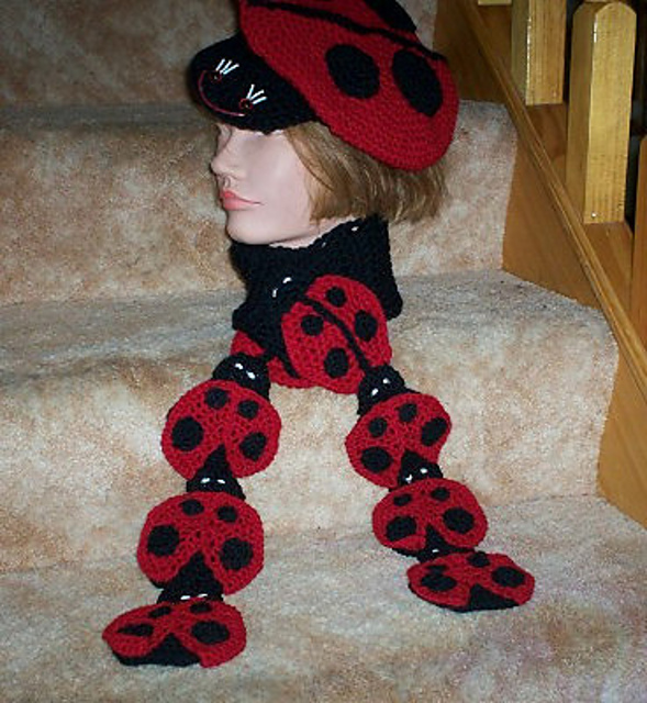 Ravelry: Ladybug Beret and Scarf set pattern by Cathy Wood