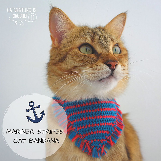 Ravelry: Mariner Stripes Cat Bandana pattern by Charlotte Aimee