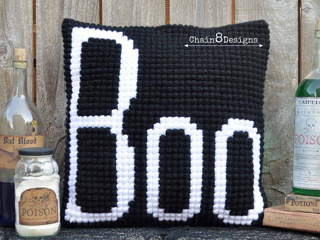 Ravelry: Boo Halloween Pillow Cover pattern by Jennifer Lynn