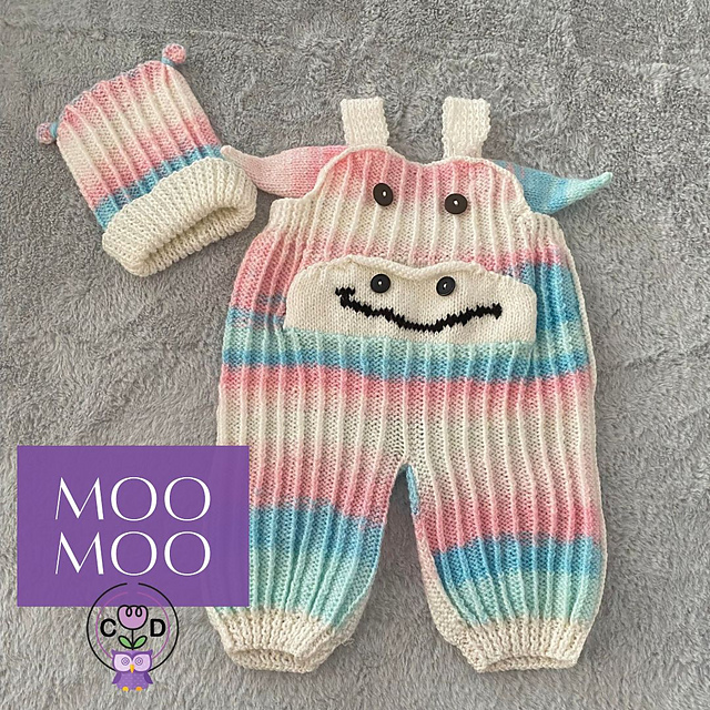 Ravelry: MooMoo Cow Dungarees pattern by Cherished Designs UK
