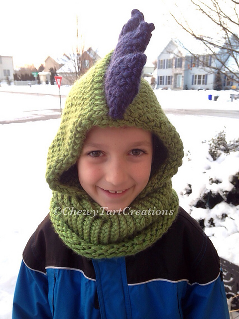Ravelry: Dino Hooded Cowl pattern by Chewy Tart