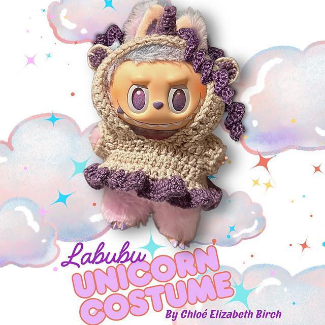 Ravelry: Unicorn Labubu costume pattern by Chloe Elizabeth Birch