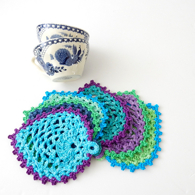 Ravelry: Peacock Pineapple Coaster pattern by Christa Veenstra